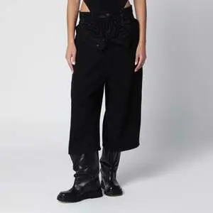 Attico Wide-leg Jeans In Denim With Crystals - Black