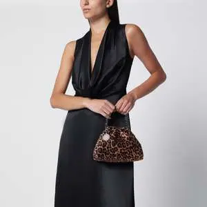 Stella McCartney Falabella Mini Drawstring Bag In Leopard Velvet