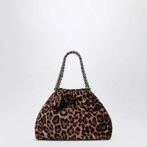 Stella McCartney Falabella Mini Drawstring Bag In Leopard Velvet
