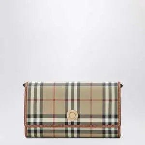 Burberry Check Chain Wallet - Beige