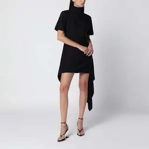 Alaïa Mock Neck Short Sleeve Mini Dress - Black