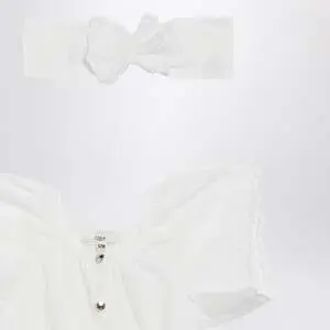 Chloé Cotton Romper With Lace Trim And Matching Headband