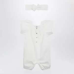 Chloé Cotton Romper With Lace Trim - White