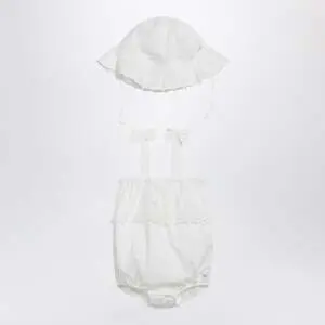 Chloé Cotton Romper And Hat Set - White