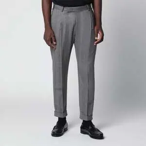 PT TORINO Tailored Slim-fit Trousers With Micro Herringbone Pattern - Brown