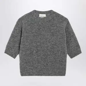 DOUUOD Short-sleeve Alpaca Blend Sweater - Grey