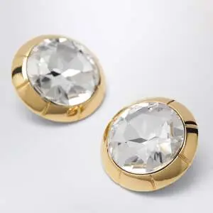 Alessandra Rich Round Crystal Clip-on Earrings - Metal