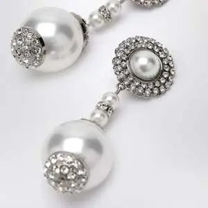 Alessandra Rich Silver-tone Pearl And Crystal Pendant Drop Earrings