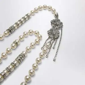 Alessandra Rich Pearl Necklace With Crystal Flower Clasp