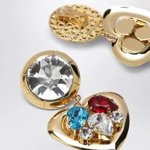 Alessandra Rich Heart Pendant Clip-on Earrings