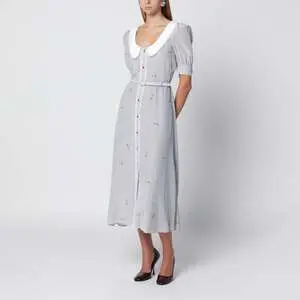 Alessandra Rich Floral Print Silk Midi Dress