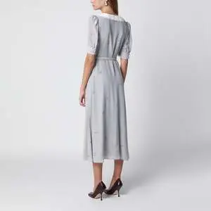 Alessandra Rich Floral Print Silk Midi Dress