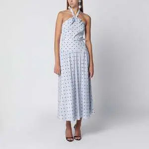 Alessandra Rich Polka Dot Silk Halterneck Midi Dress