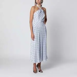 Alessandra Rich Polka Dot Silk Halterneck Midi Dress