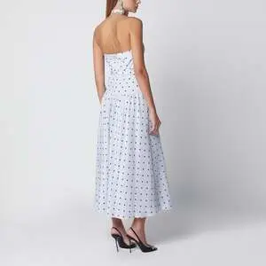 Alessandra Rich Polka Dot Silk Halterneck Midi Dress