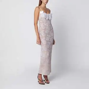 Alessandra Rich Lavender Lace Slip Dress
