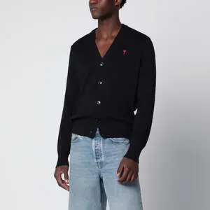 AMI Paris Wool Cardigan With Embroidered Logo