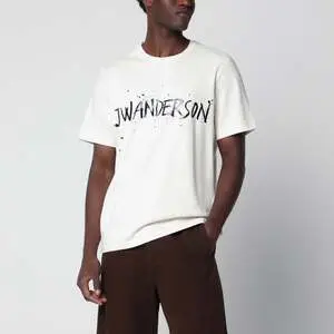JW Anderson Circular T-shirt In Ecru Cotton - Beige
