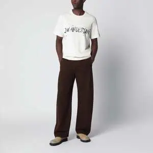 JW Anderson Circular T-shirt In Ecru Cotton
