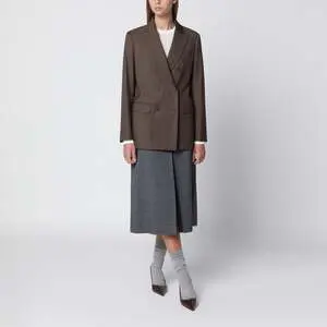 Max Mara Leather Double-breasted Wool Jacket