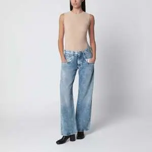 MAISON MARGIELA Light Washed Blue Jeans With Contrasting Insert Pocket Details - Light Blue