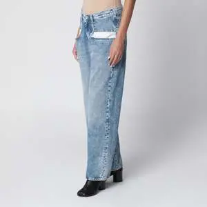MAISON MARGIELA Light Washed Blue Jeans With Contrasting Insert Pocket Details - Light Blue