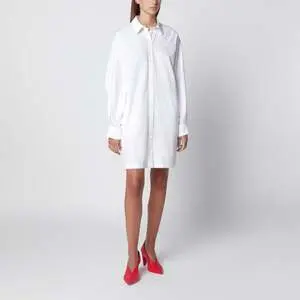 Loewe Cotton Poplin Batwing Sleeve Shirt Dress - White