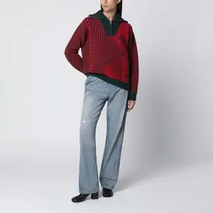 MAISON MARGIELA Geometric Jacquard Knit Sweater - Green