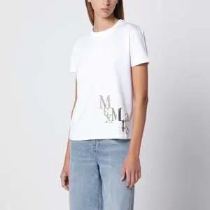 Max Mara Cotton T-shirt With Logo Print - White