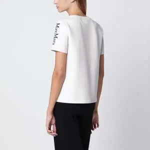 Max Mara Cru Cotton-blend T-shirt With Embroidered Logo - Beige