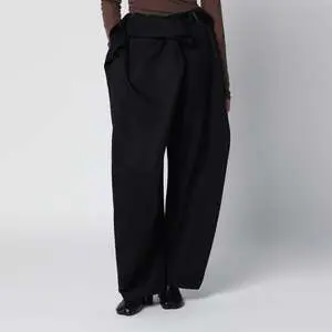 JW Anderson Wool Trousers With Turned-up Waist - Black