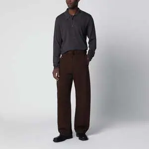 LEMAIRE Grey Long-sleeve Wool Polo Shirt