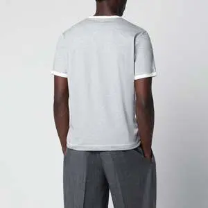 AMI Paris Cream Cotton T-shirt With Logo Appliqu