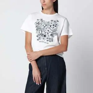 Max Mara Cotton Jersey T-shirt With Floral Graphic - White