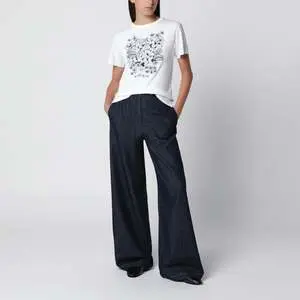Max Mara Cotton Jersey T-shirt With Floral Graphic