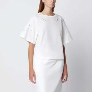 Max Mara Cotton T-shirt With Openwork Embroidery