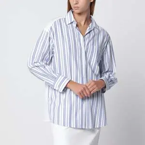 Max Mara Striped Cotton Shirt With Sangallo Insert - White