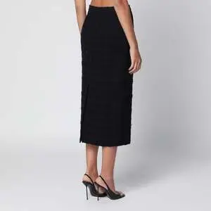 Alessandra Rich Boucle Tweed Midi Skirt With Back Slit