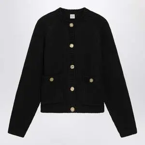 TOTEME TOTEME Organic Cotton Cardigan With Hammered Metal Buttons Black