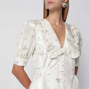 Alessandra Rich Silk Taffeta Floral Print Mini Dress