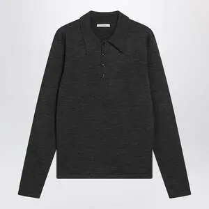 LEMAIRE Grey Long-sleeve Wool Polo Shirt - Brown