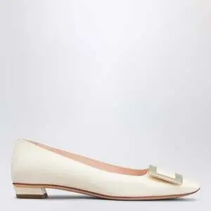 ROGER VIVIER Belle Vivier Patent Leather Ballet Flats - White