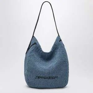 JW Anderson Small Bulb Bag In Beads And Calf Leather - Blue