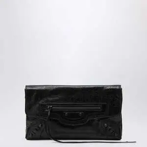 Balenciaga Le City Pouch In Arena Lambskin Leather - Black