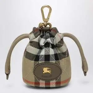 Burberry Horseshoe Bag Charm In Signature Check - Cream