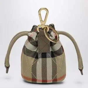 Burberry Horseshoe Bag Charm In Signature Check - Cream