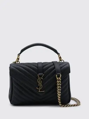 Saint Laurent Quilted Lambskin Handbag With Gold Tone Hardware - Black