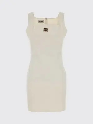 Miu Miu Cotton Zip-up Dress - White