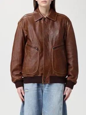 Saint Laurent Leather Bomber Jacket - Brown
