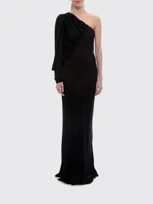 Saint Laurent One-shoulder Viscose Gown - Black